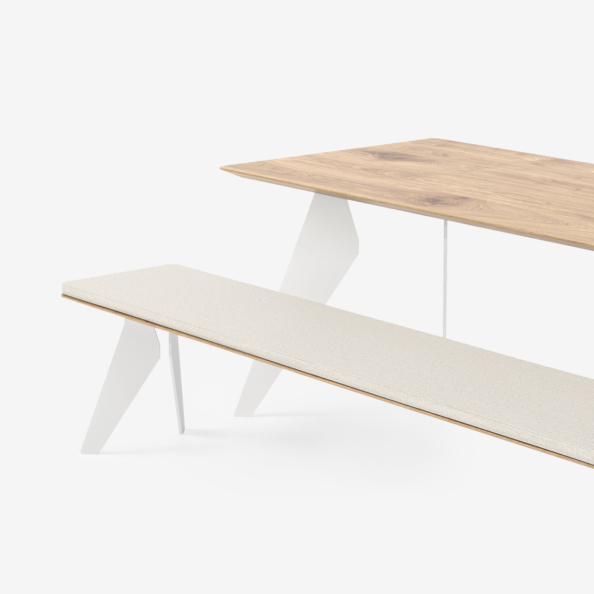 Hoogland dining table made of solid oak with white metal legs